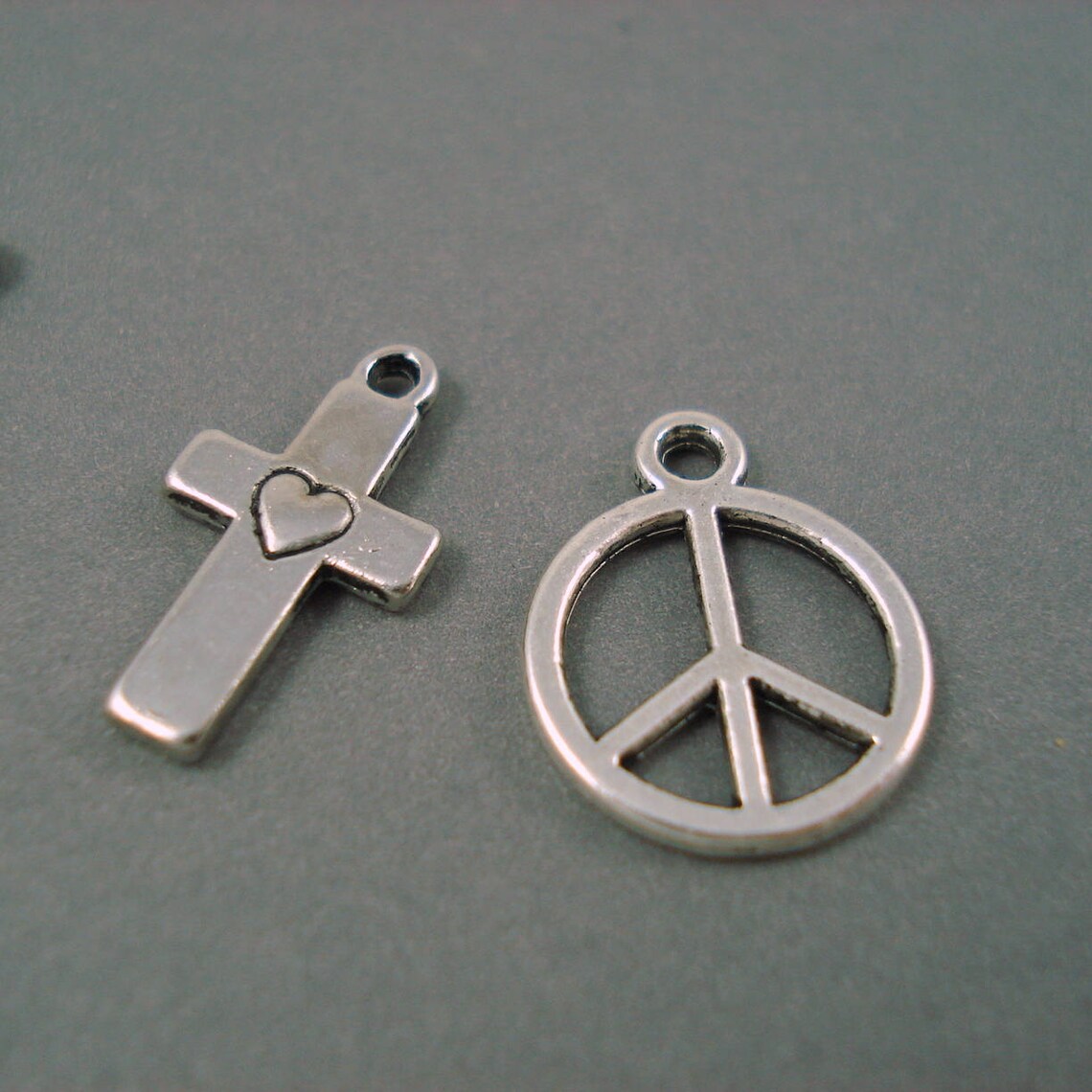 Destash Silver Finish Cross and Peace Sign Charms Twelve Pieces - Etsy