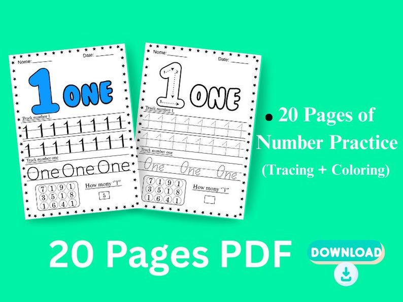 Number Tracing Coloring Pages 1–20 | Preschool Kindergarten Learning ...