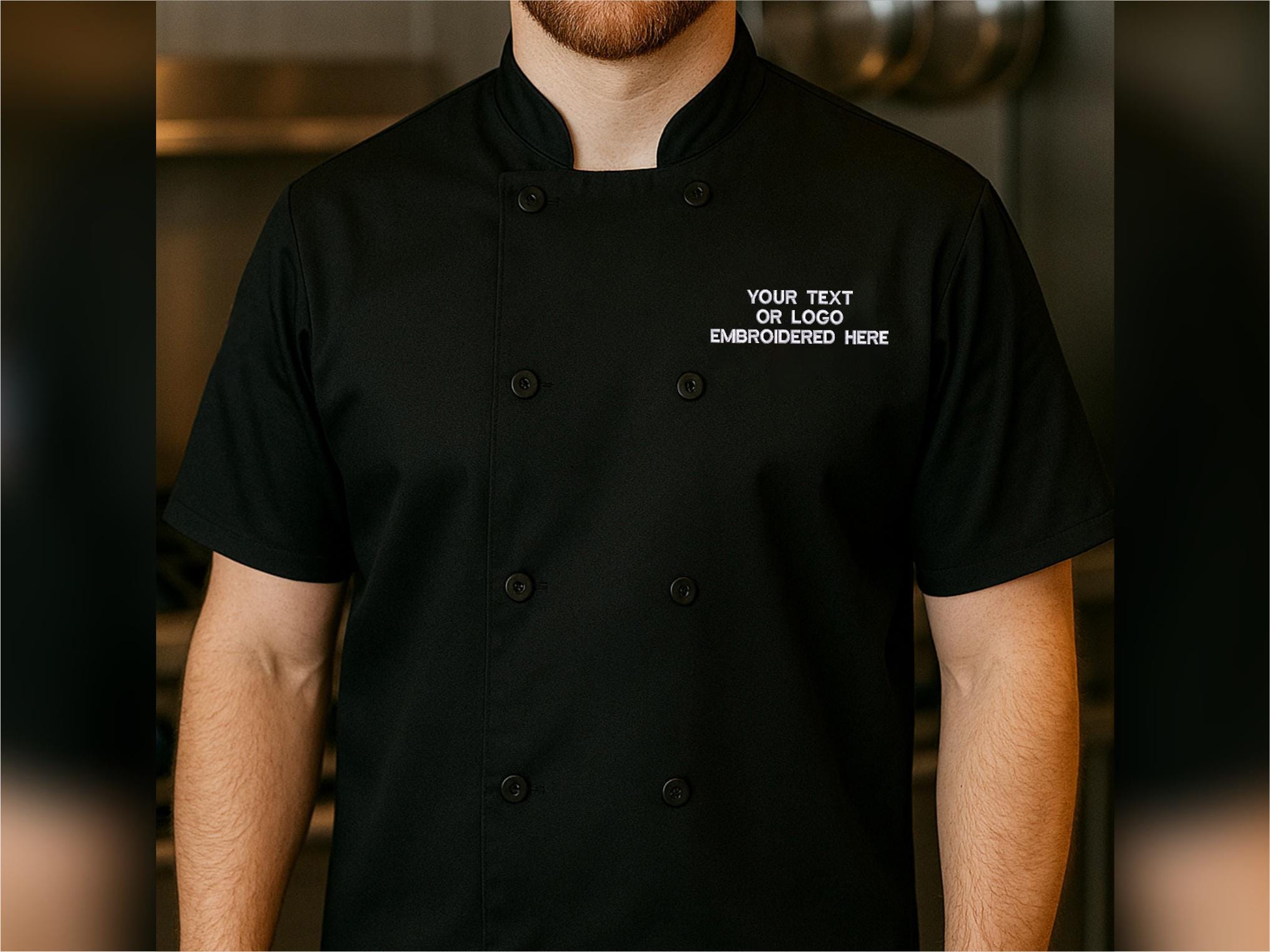Custom Embroidered Men's Chef Jacket, Personalised Chest Logo / Text ...