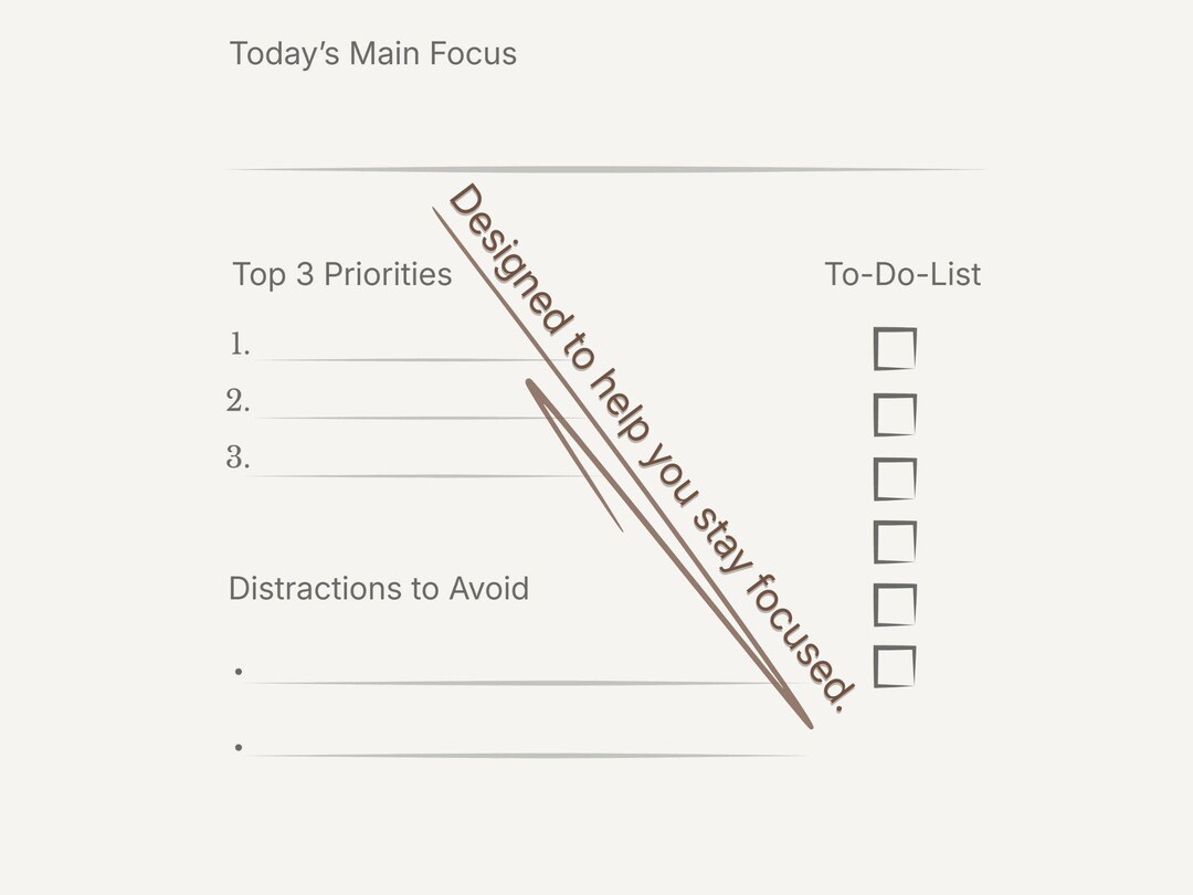 Daily Focus Planner Printable | One-page Focus & Priority Planner ...