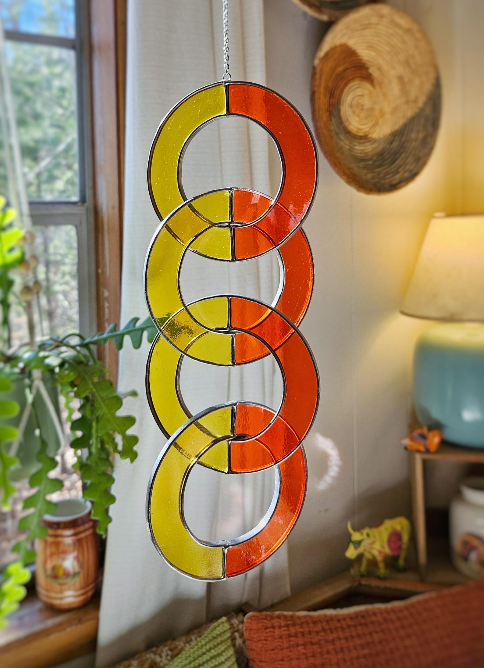 Stained Glass Chain Sun Catcher - Orange and Yellow - Etsy