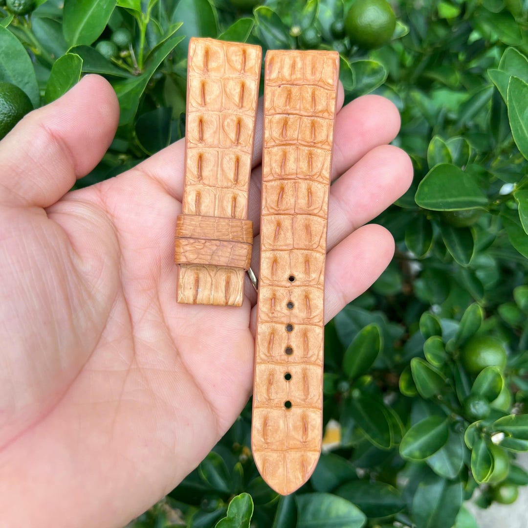 22mm Tan Brown Hornback Genuine Leather Watch Wrist Strap Band Buckle ...