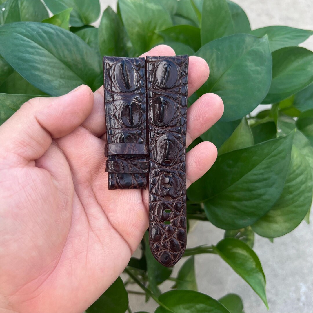 24mm BROWN Hornback Genuine Leather Watch Wrist Strap Buckle for PAM ...