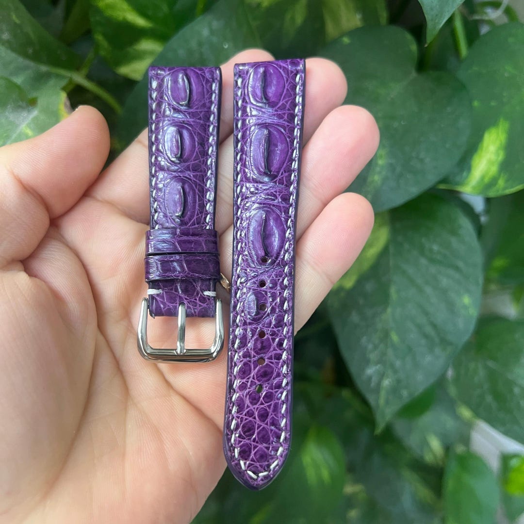 20mm Purple Hornback Genuine Leather Skin Watch Wrist Strap Band Buckle ...