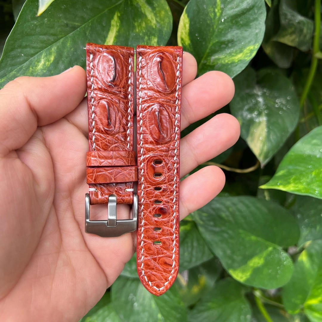 24mm BROWN Hornback Genuine Leather Watch Wrist Strap Buckle for PAM ...