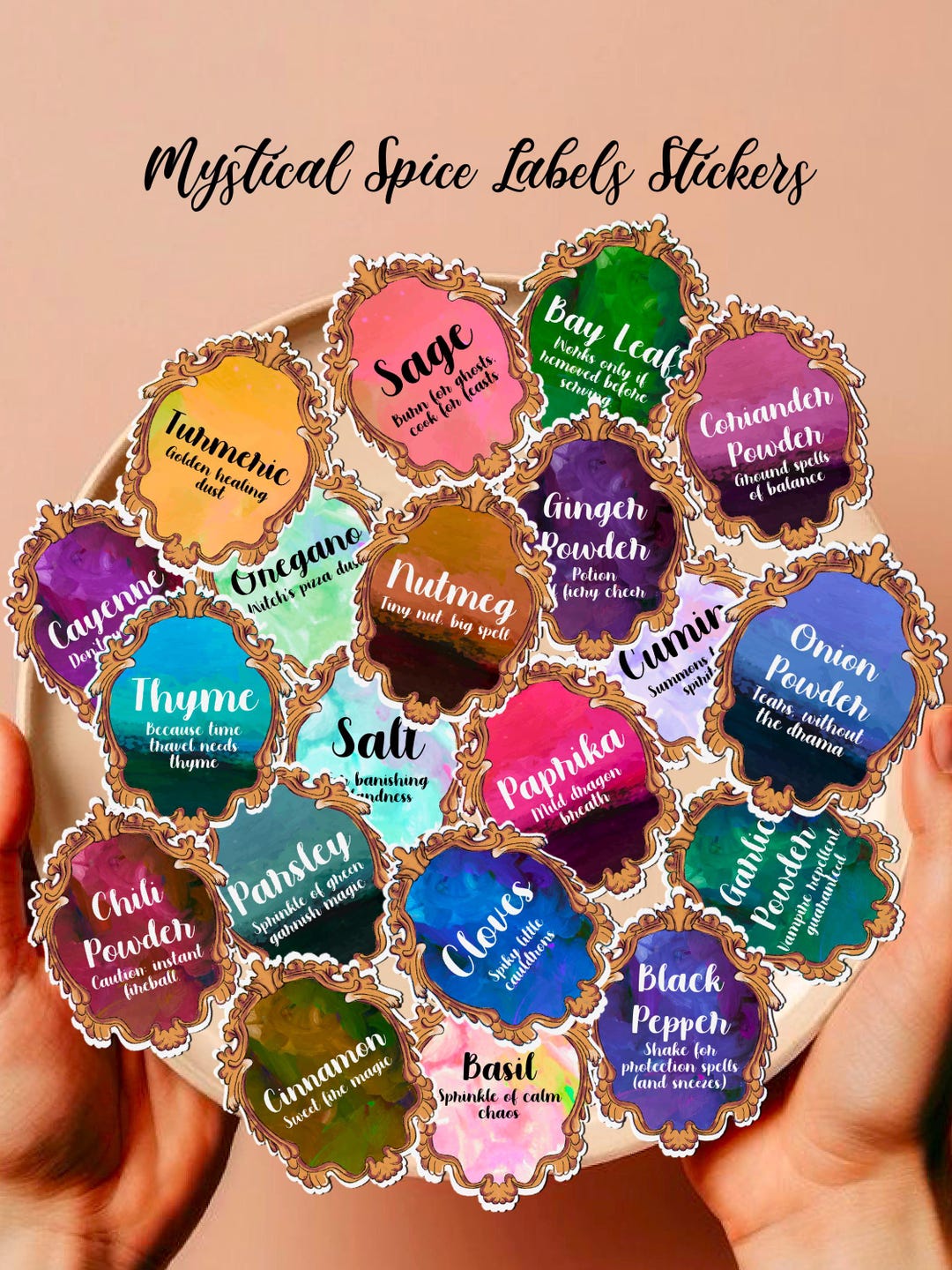 Magical Spice Jar Label Stickers: Waterproof Witchy Kitchen Decor, 20pc ...