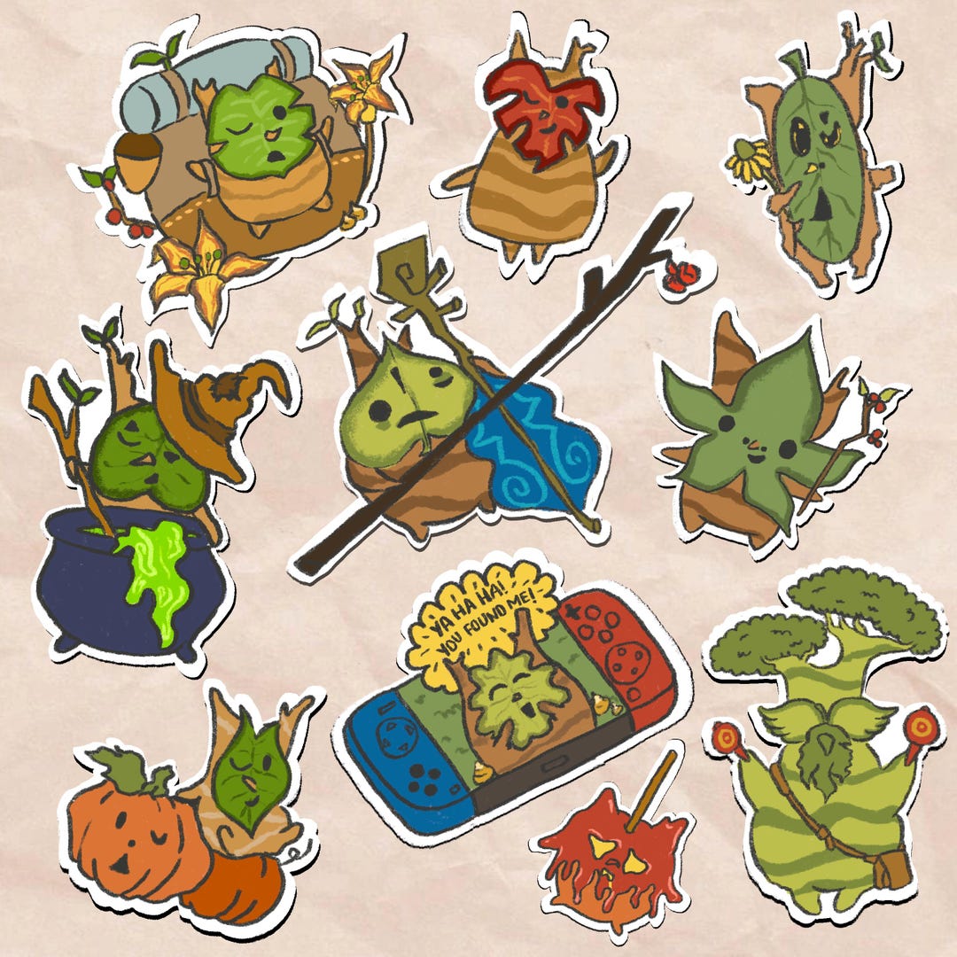 Korok Legend of Zelda Inspired Sticker Pack | 10pcs Cute Forest Spirit ...