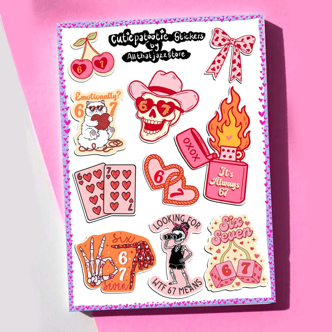 67 Valentines Day Sticker Pack | 10 Pcs Viral 67 Stickers | Funny ...