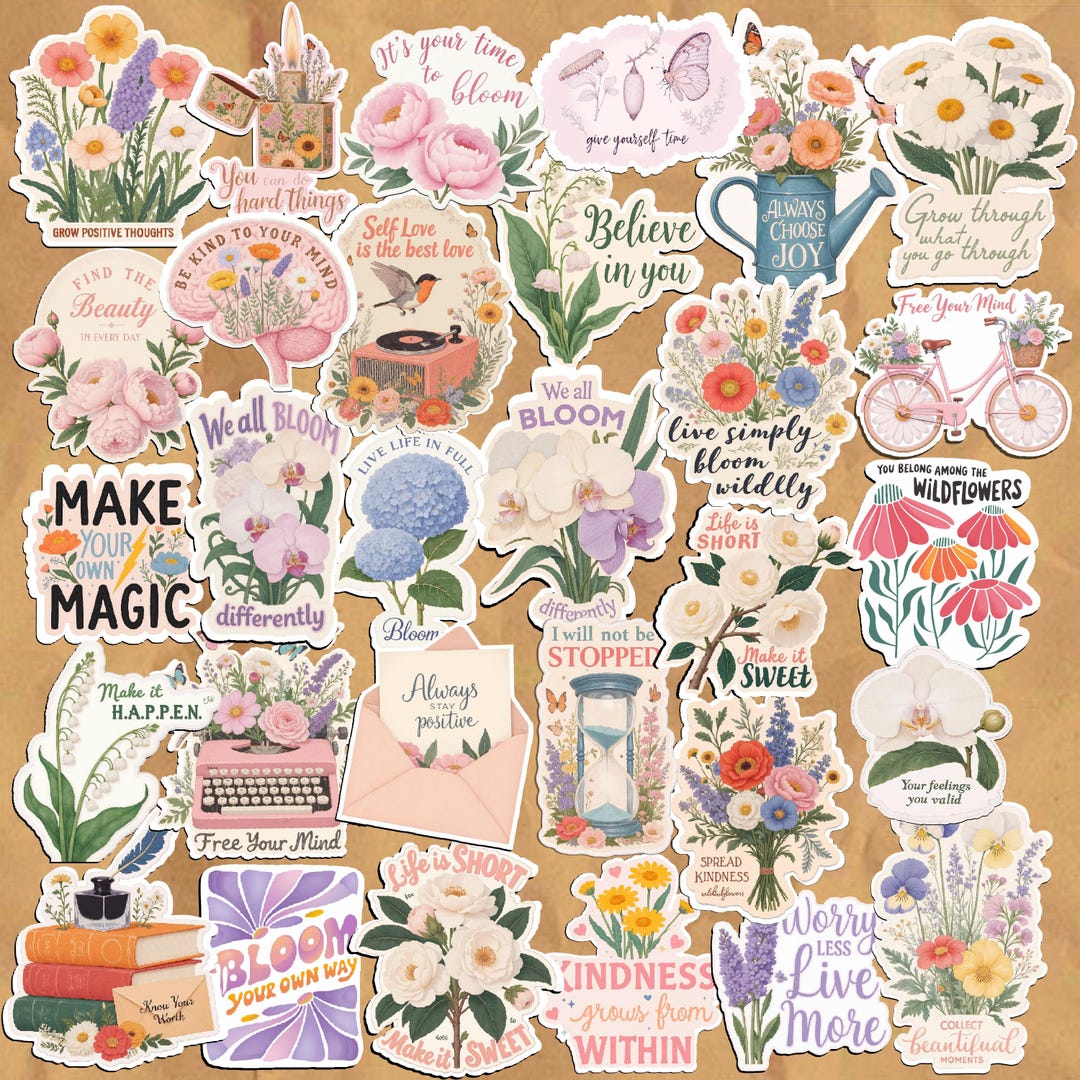 30 Pcs Inspirational Quote Sticker Pack | Mental Health & Motivational ...