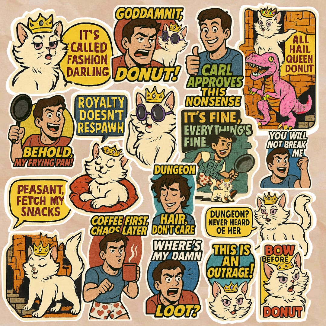 Dungeon Crawler Carl Stickers Carl And Princess Donut Donut Cat 4670