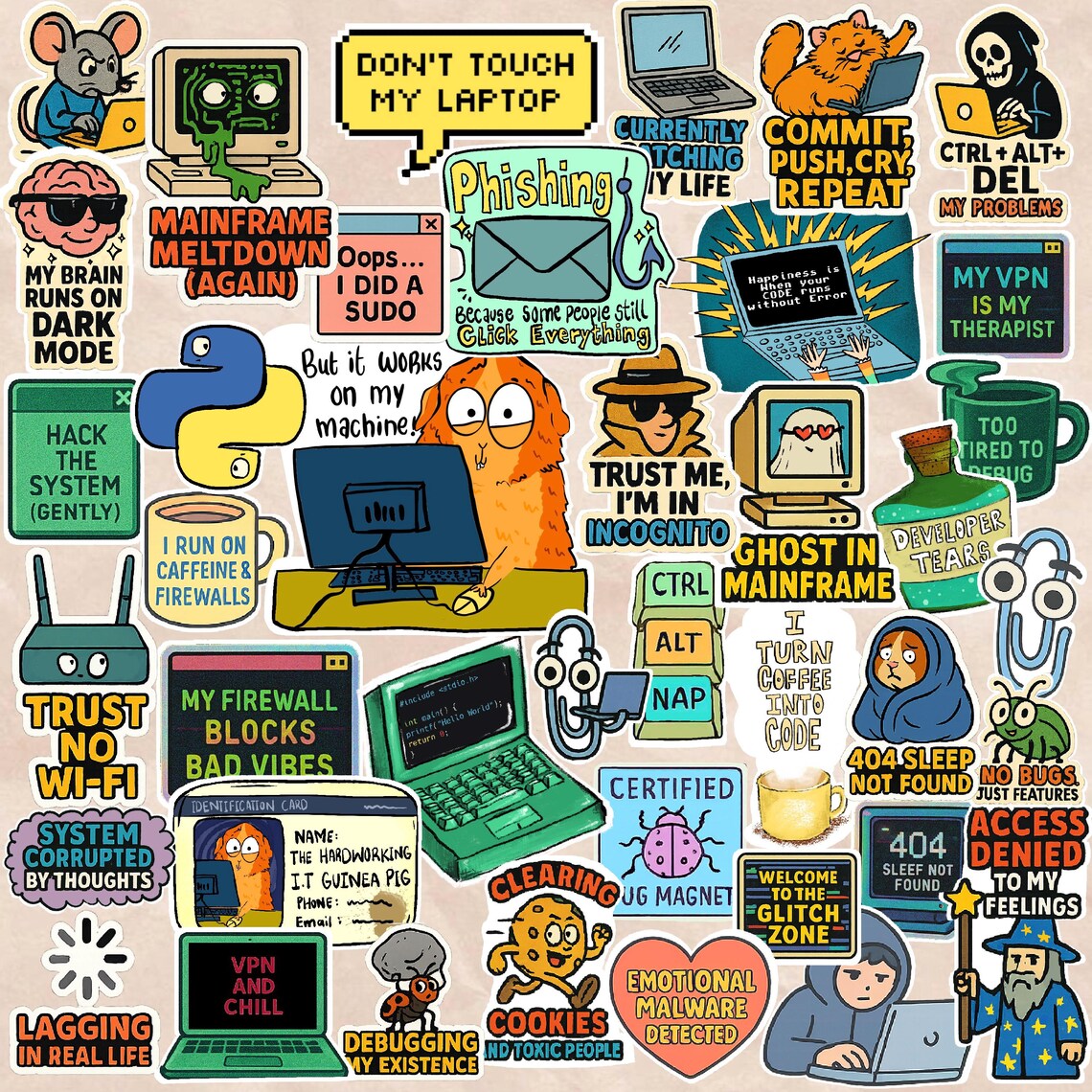 40pcs Programmer & Cybersecurity Sticker Pack | 40 Funny Hacker ...