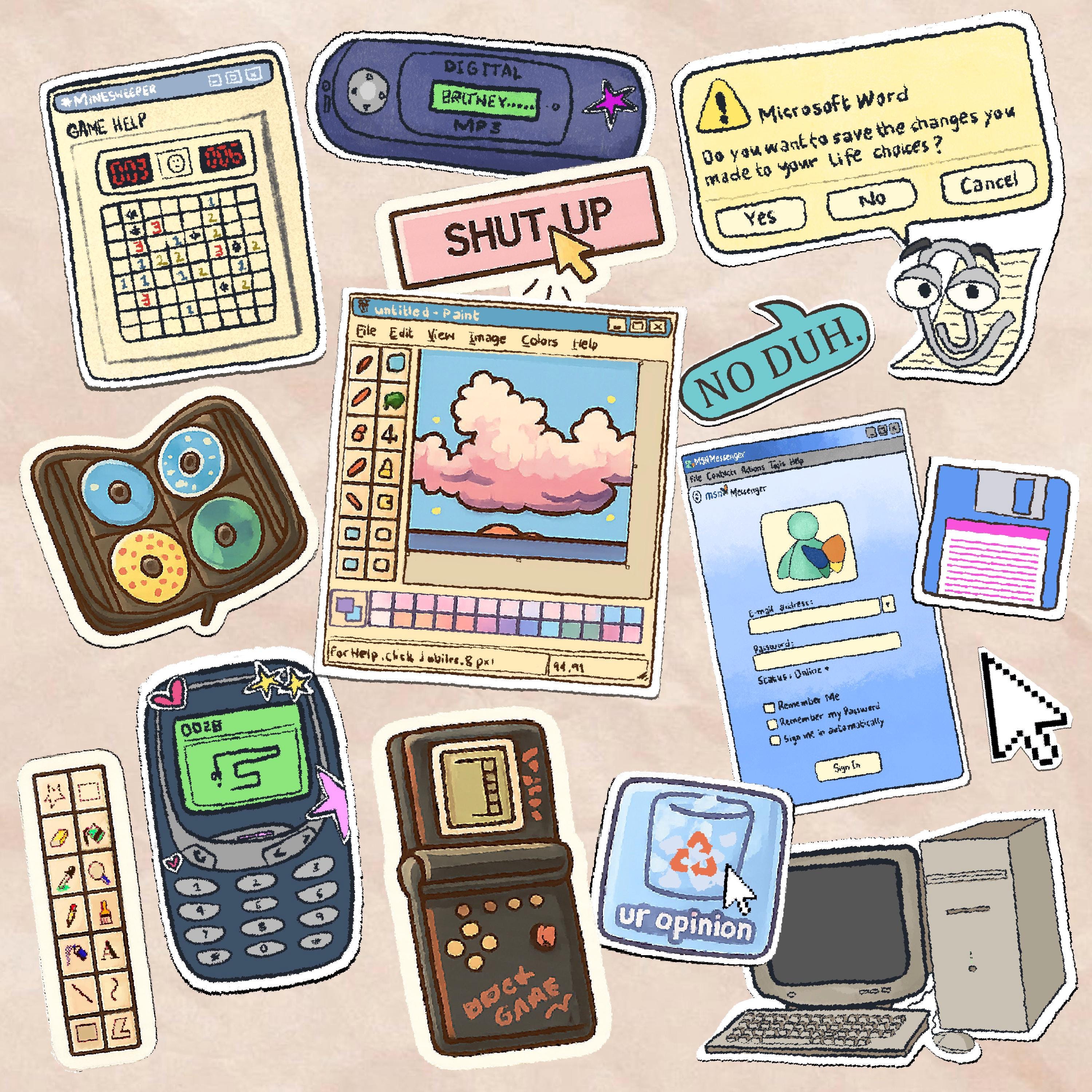 15pcs Millennial Stickers 90s Nostalgia Pack | Retro Y2K Funny Stickers ...