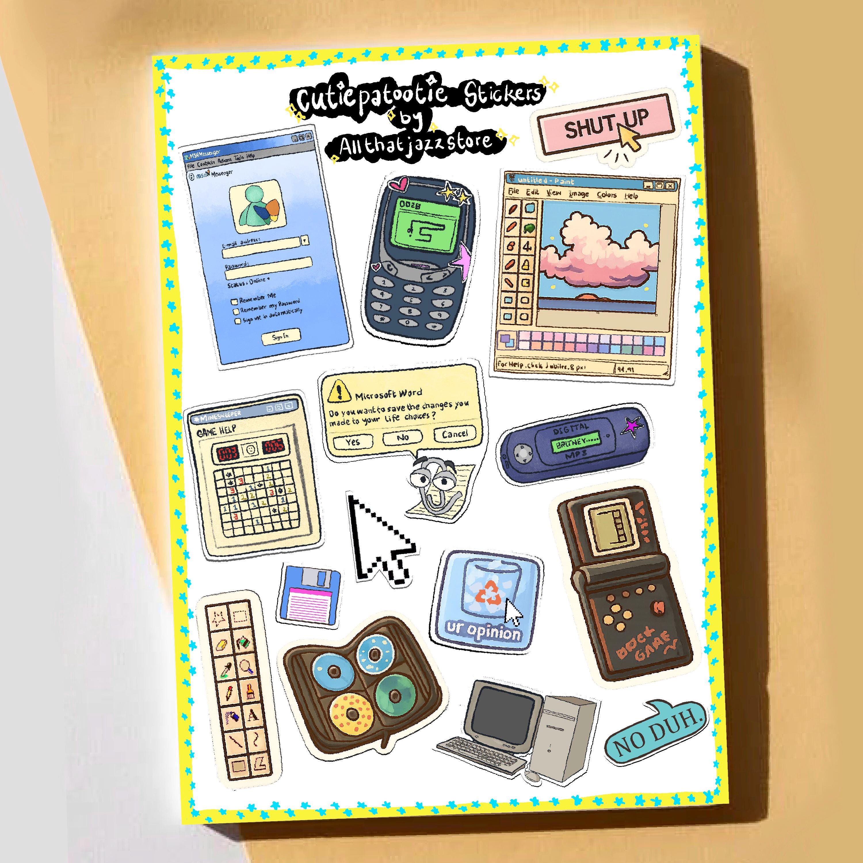 15pcs Millennial Stickers 90s Nostalgia Pack | Retro Y2K Funny Stickers ...