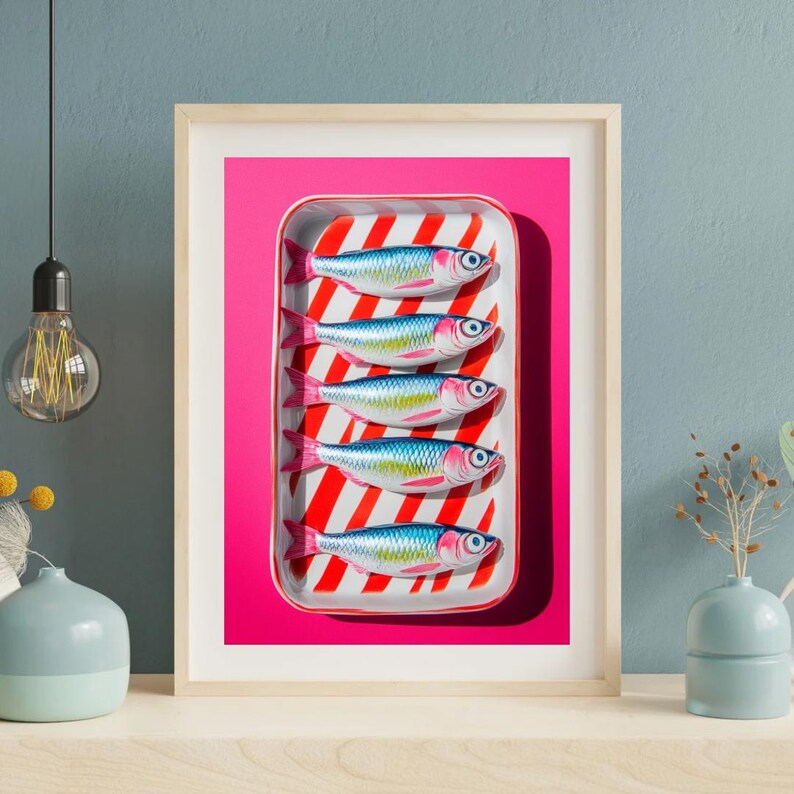 Sardines Digital Poster - Kitchen Wall Art Poster, Retro Wall Print ...