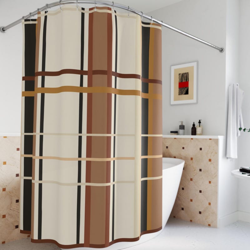 Cream And Brown Shower Curtain