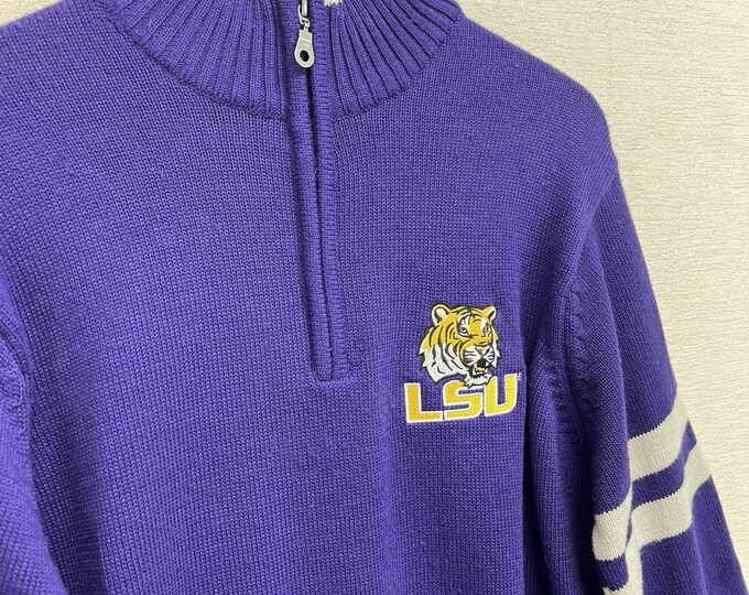 Vintage Crable LSU Tigers Varsity Striped 1/4 Zip Embroidered Medium ...