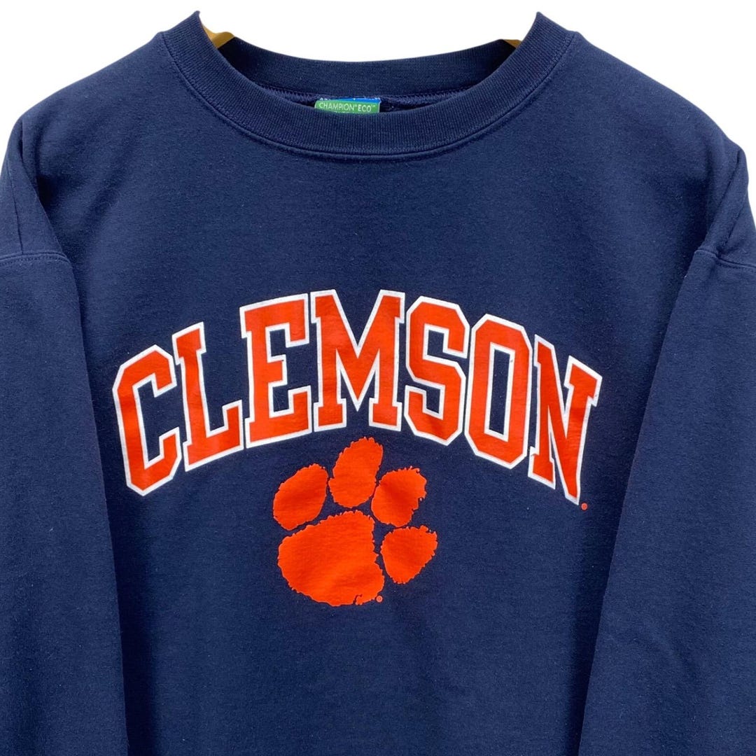 VTG Y2K Champion Clemson Tigers Logo Paw Print Crewneck Sweatshirt Men ...