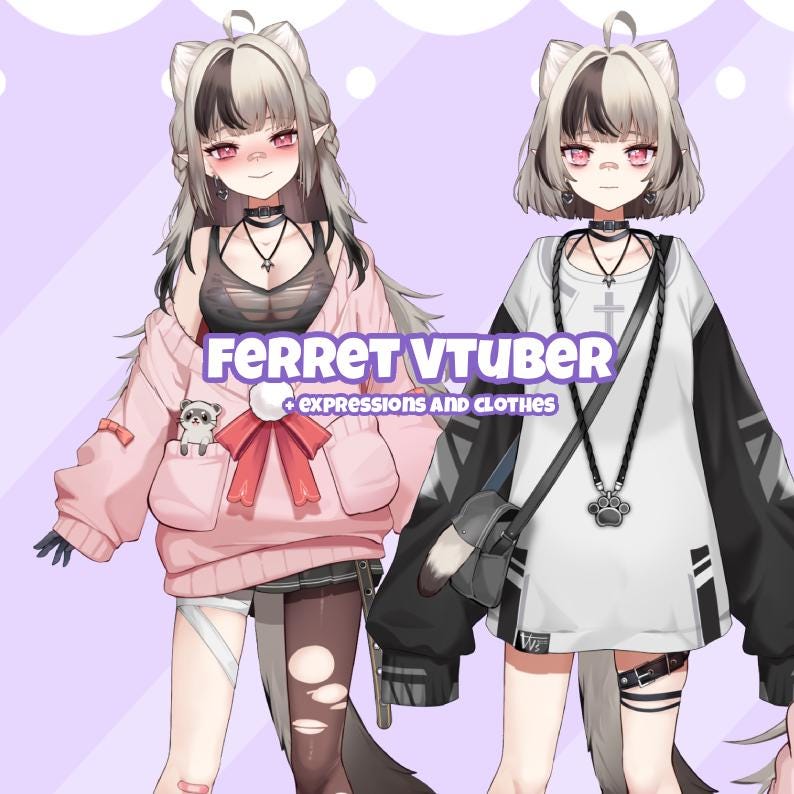 Modèle Vtuber Live2d Furet Girl | Pack Avatar Stylé + Vêtements Et ...