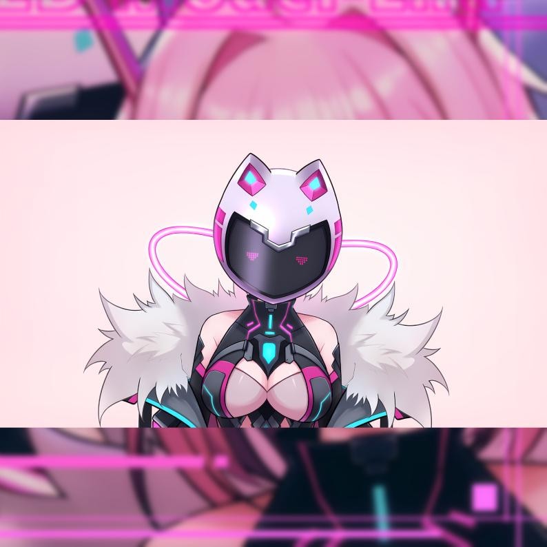 Neon Angel Cyber Vtuber Model – Pink Sci-fi Cat Girl Live2d Avatar for ...