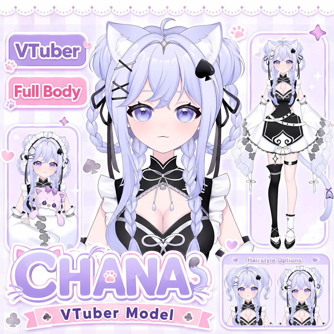 Chana Premade VTuber Model / Avatar Live2D Ragazza Gatto Lavanda ...