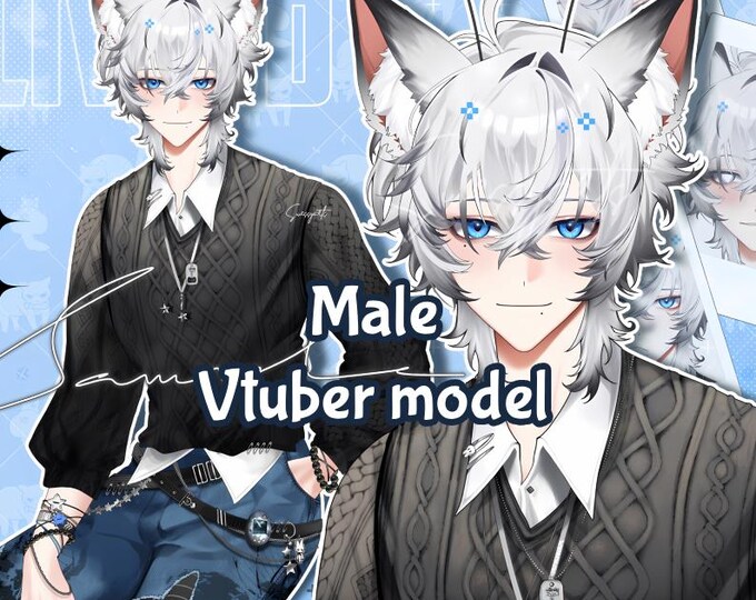 Wolfish Puppy Live2d Vtuber Model – Security Outfit, Heterochromatic ...