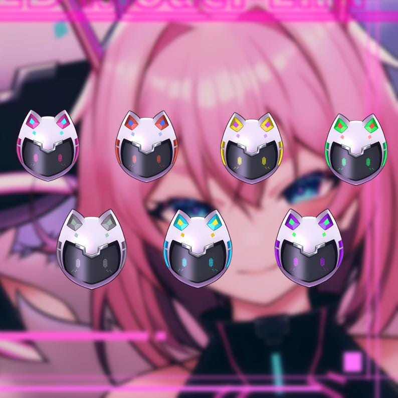 Neon Angel Cyber Vtuber Model – Pink Sci-fi Cat Girl Live2d Avatar for ...