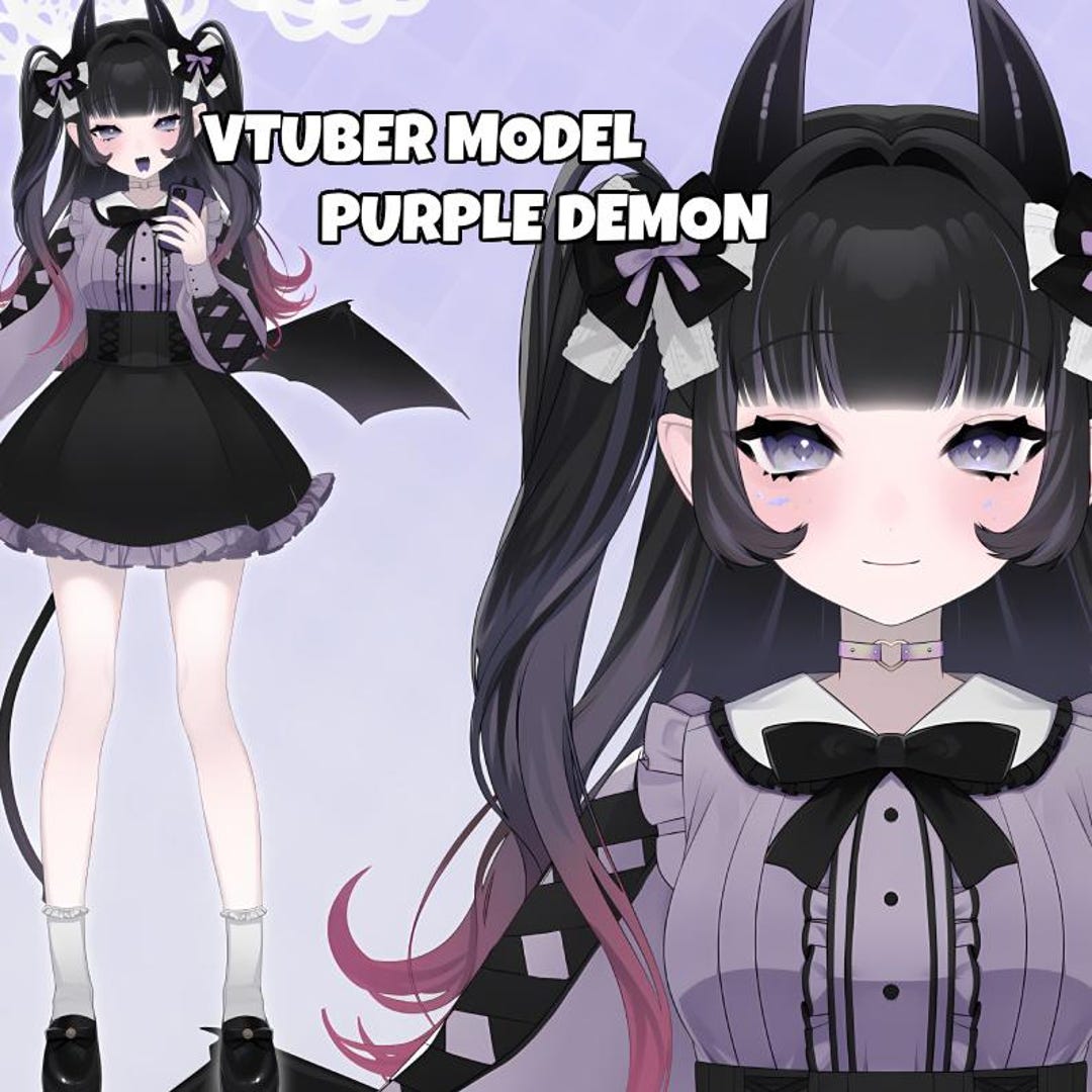 Purple Demon Vtuber Model — Live2d Avatar + Expressions + Ready for ...