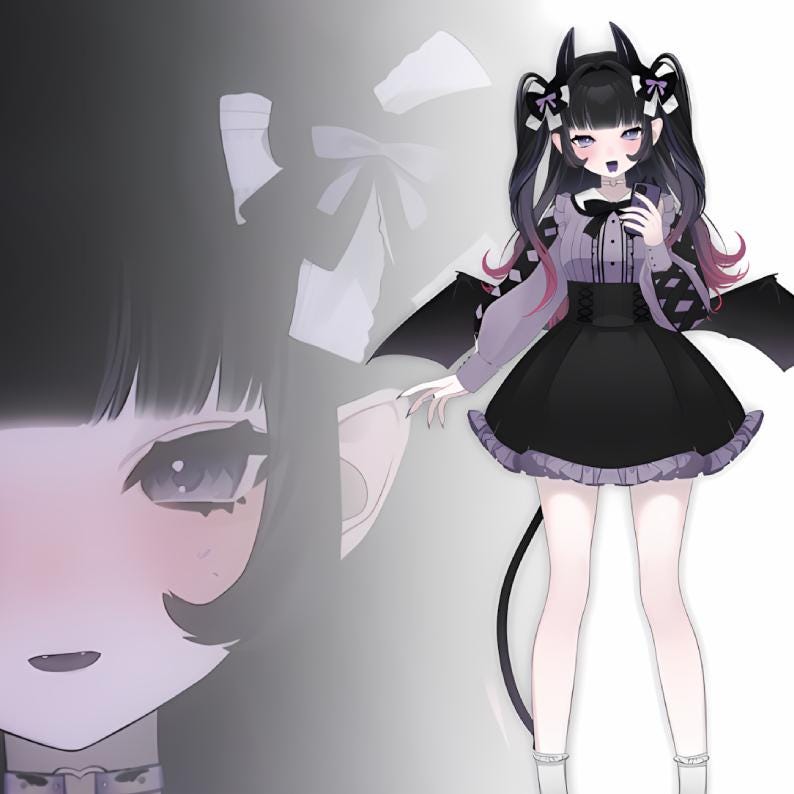 Purple Demon Vtuber Model — Live2d Avatar + Expressions + Ready for ...