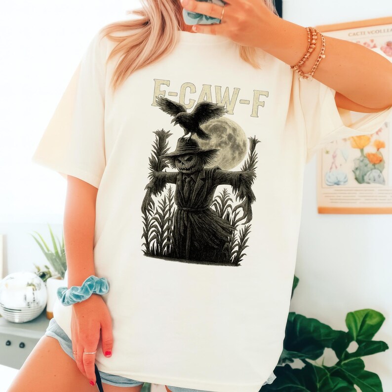 Scarecrow F-caw-f Png, Funny Halloween Farm Shirt Design, Spooky Crow ...