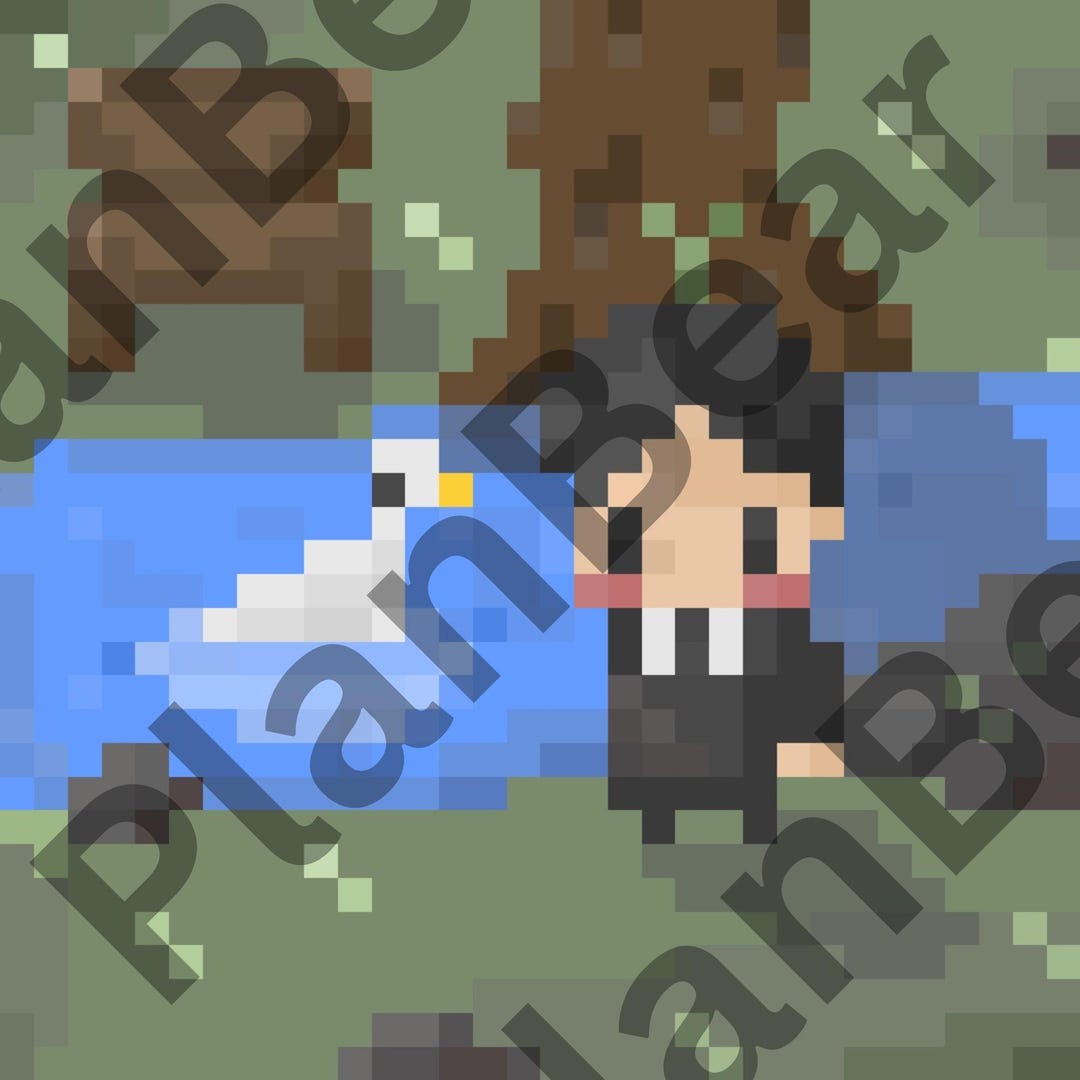 Mini Pixel Character in Business Suit – Relaxing Outside | Instant ...