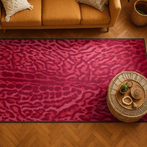 Boho Pink Leopard Print Area Rug: Chic Animal Pattern Carpet - Etsy