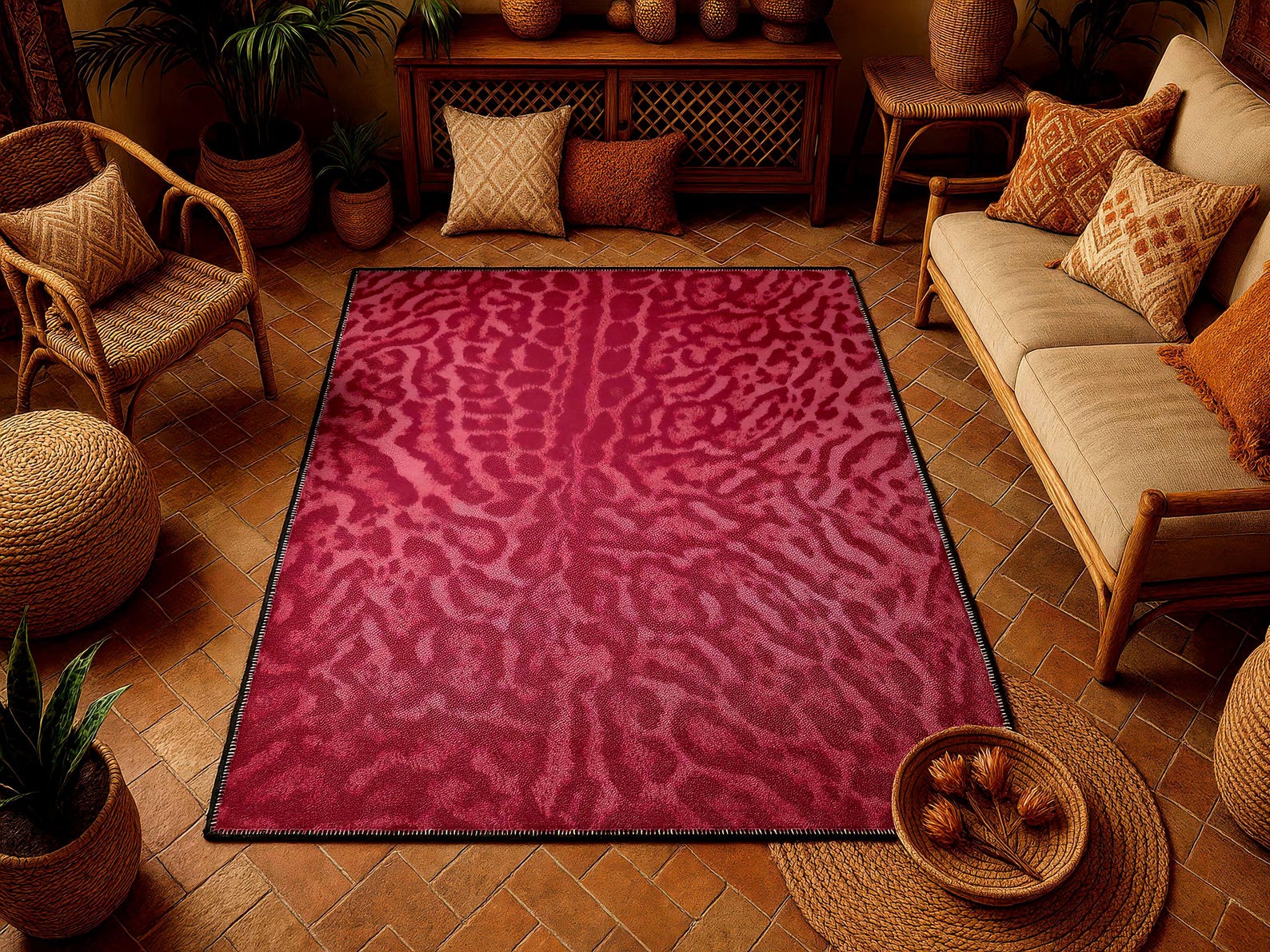 Boho Pink Leopard Print Area Rug: Chic Animal Pattern Carpet - Etsy