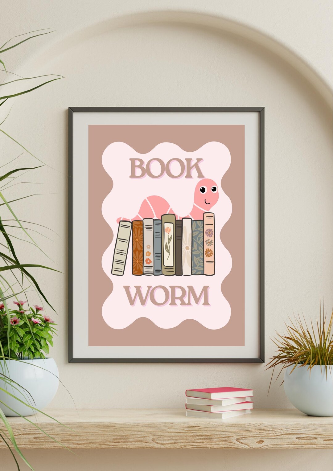 Bookworm Art Print: Funky Books Poster, Colorful Home Decor - Etsy