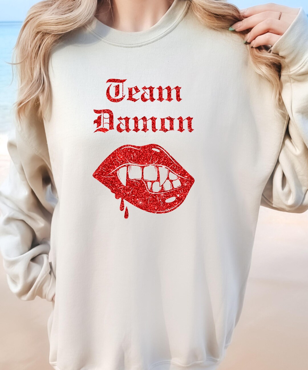 Team Damon Vampire Diaries Sweatshirt, Halloween TV Show Merch - Etsy