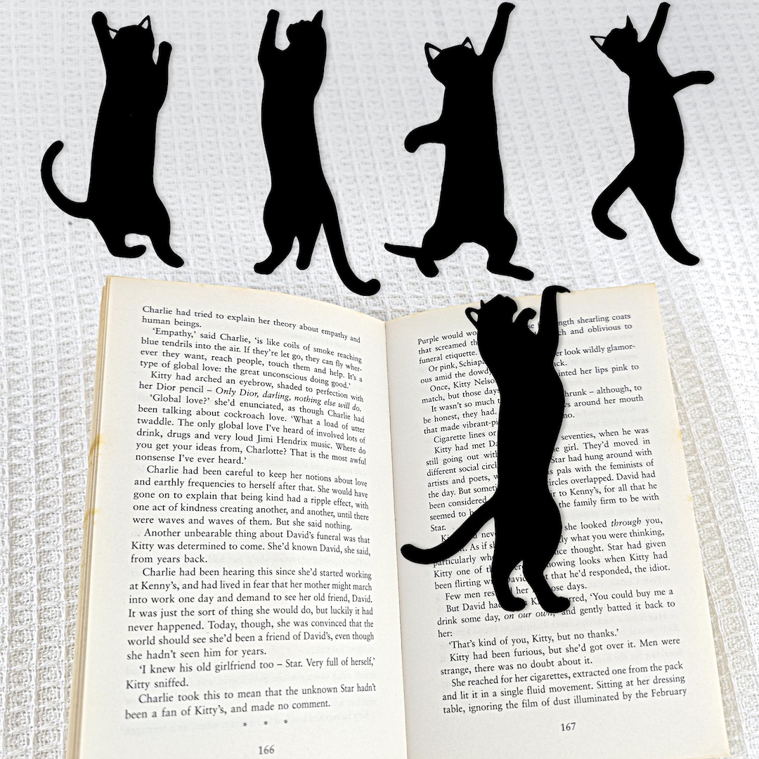 Hanging Black Cat Bookmark Clip,cute Whimsical Cat Lover Gift Unique ...