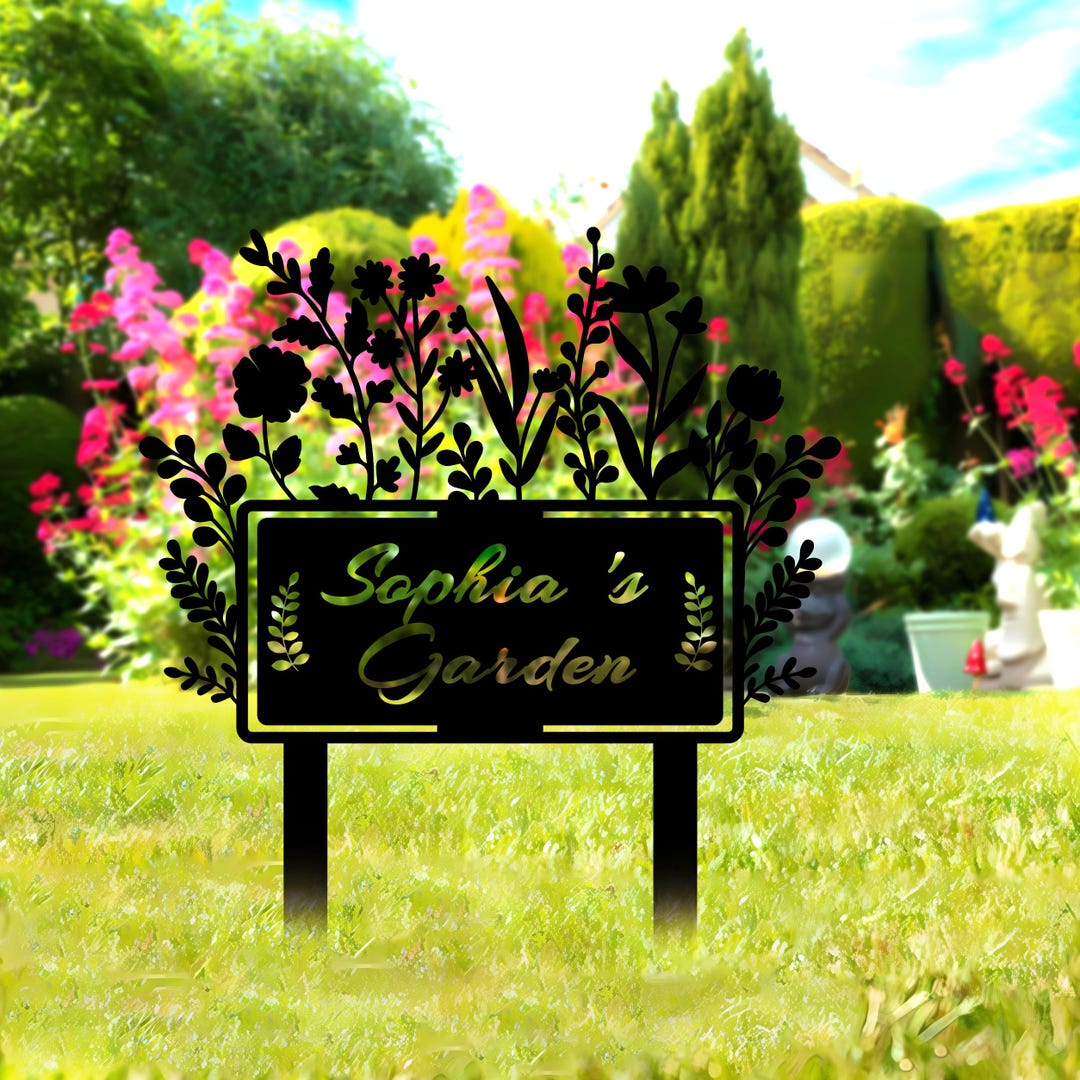 Custom Garden Sign,metal Sign Garden,family Garden Sign,sign on Stake ...