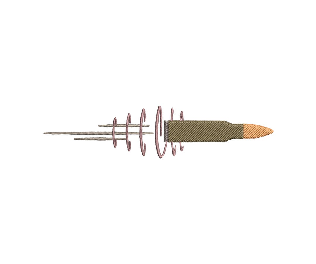 Flying Rifle Gun Bullet Effect Embroidery Design: Firearm Weapon ...