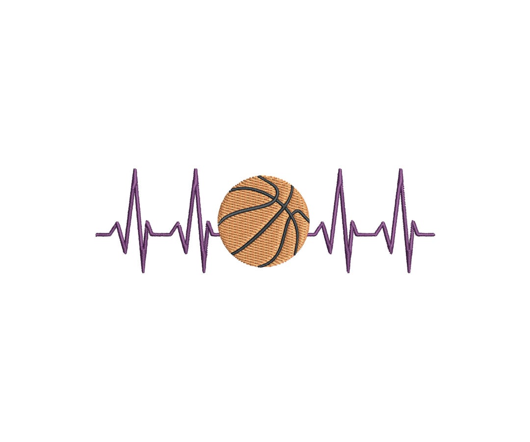Basketball Ball Heartbeat Cardiogram Embroidery Design: Sport Equipment ...