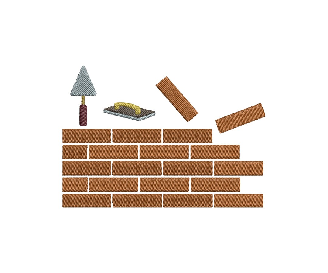 Brick Wall and Finishing Trowel Embroidery Design: Profession Tools ...