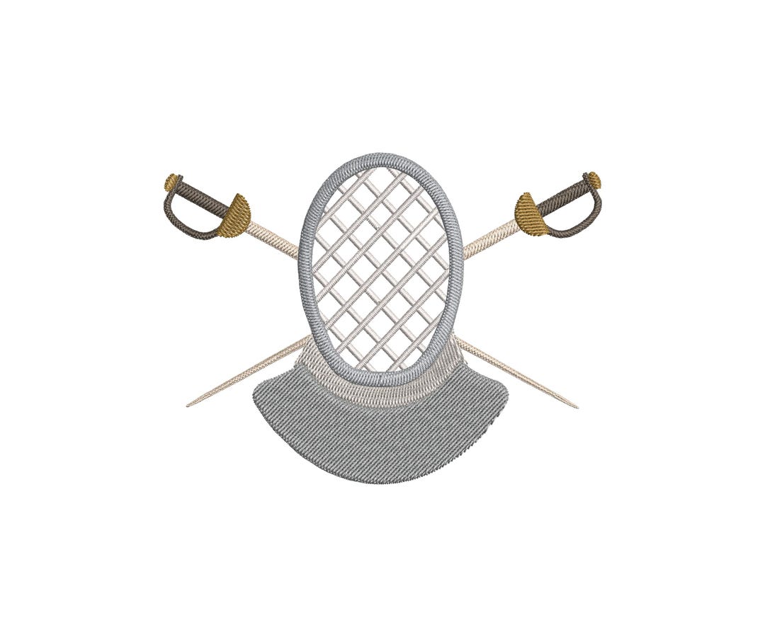 Desenho de bordado de guarda de esgrima e espadas cruzadas: Equipamento ...