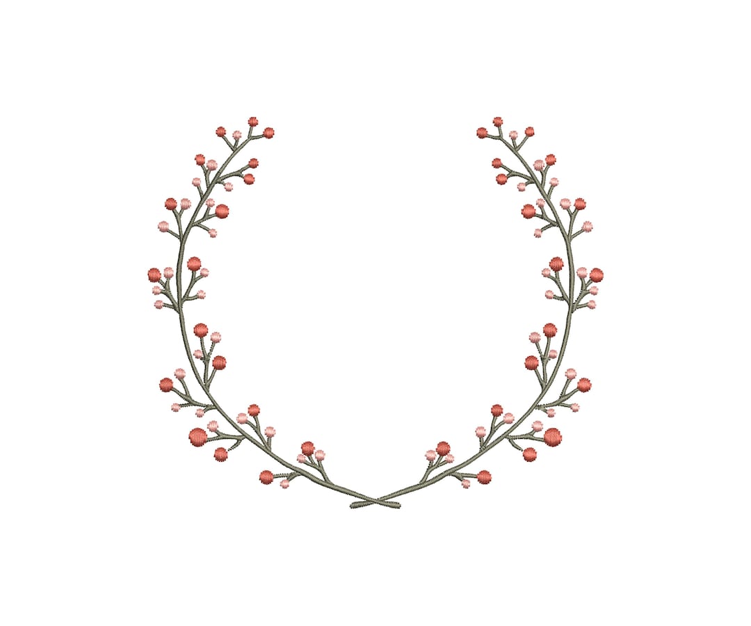 Red Berry Laurel Floral Frame Anninen Embroidery Design: Wreath Pattern ...