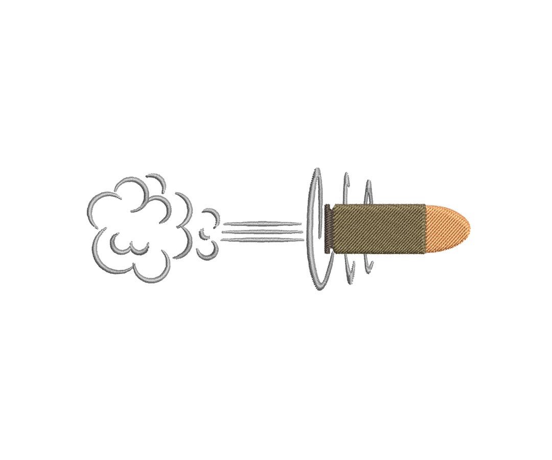 Flying Gun Bullet Effect Embroidery Design: Firearm Weapon Pattern ...