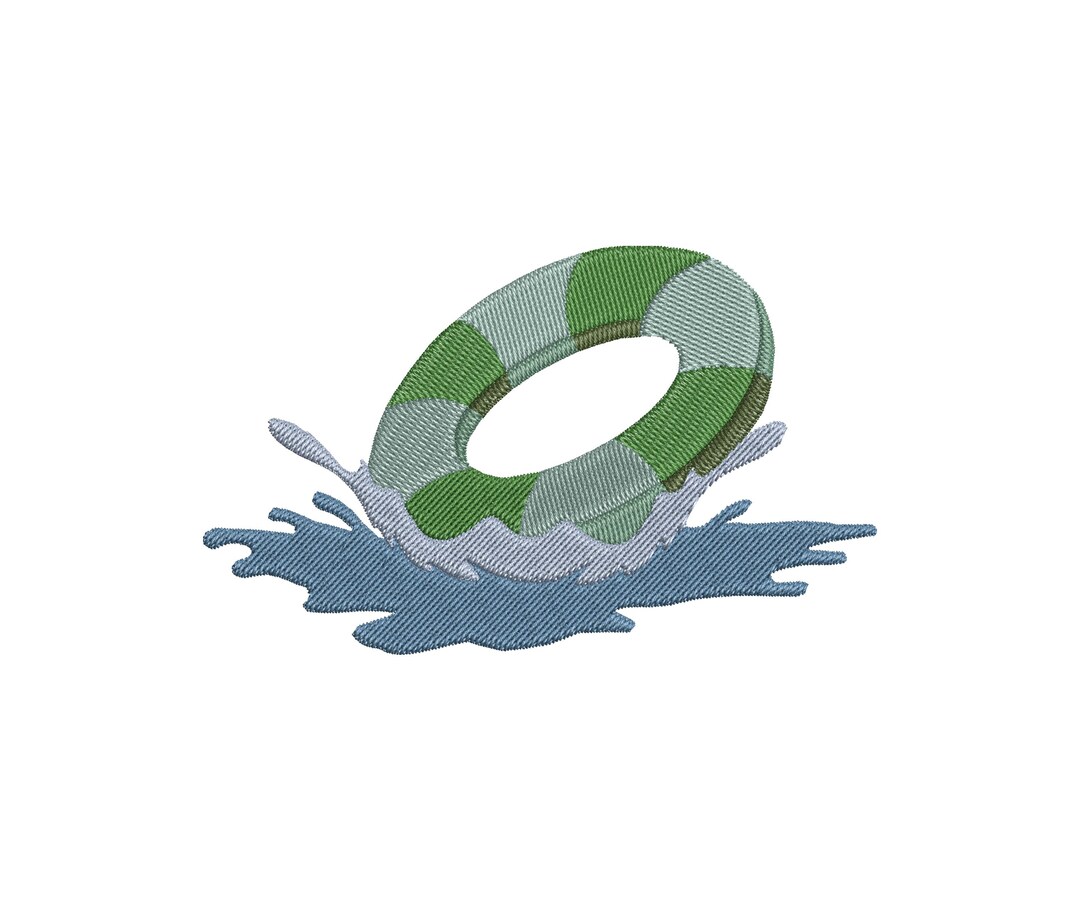 Rubber Ring in Water Splash Embroidery Design: Sea Pattern (instant ...