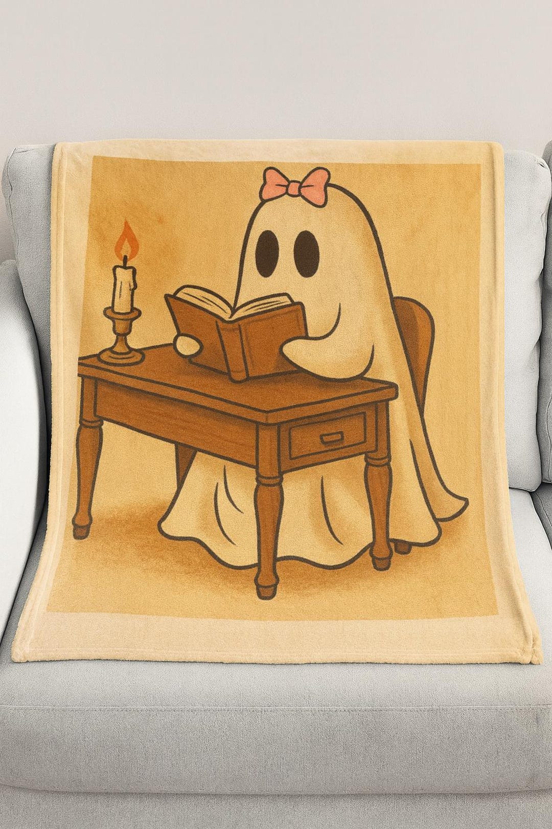 Ghost Fleece Throw, Spooky Halloween Blanket, Cozy Fall Decor, Book ...