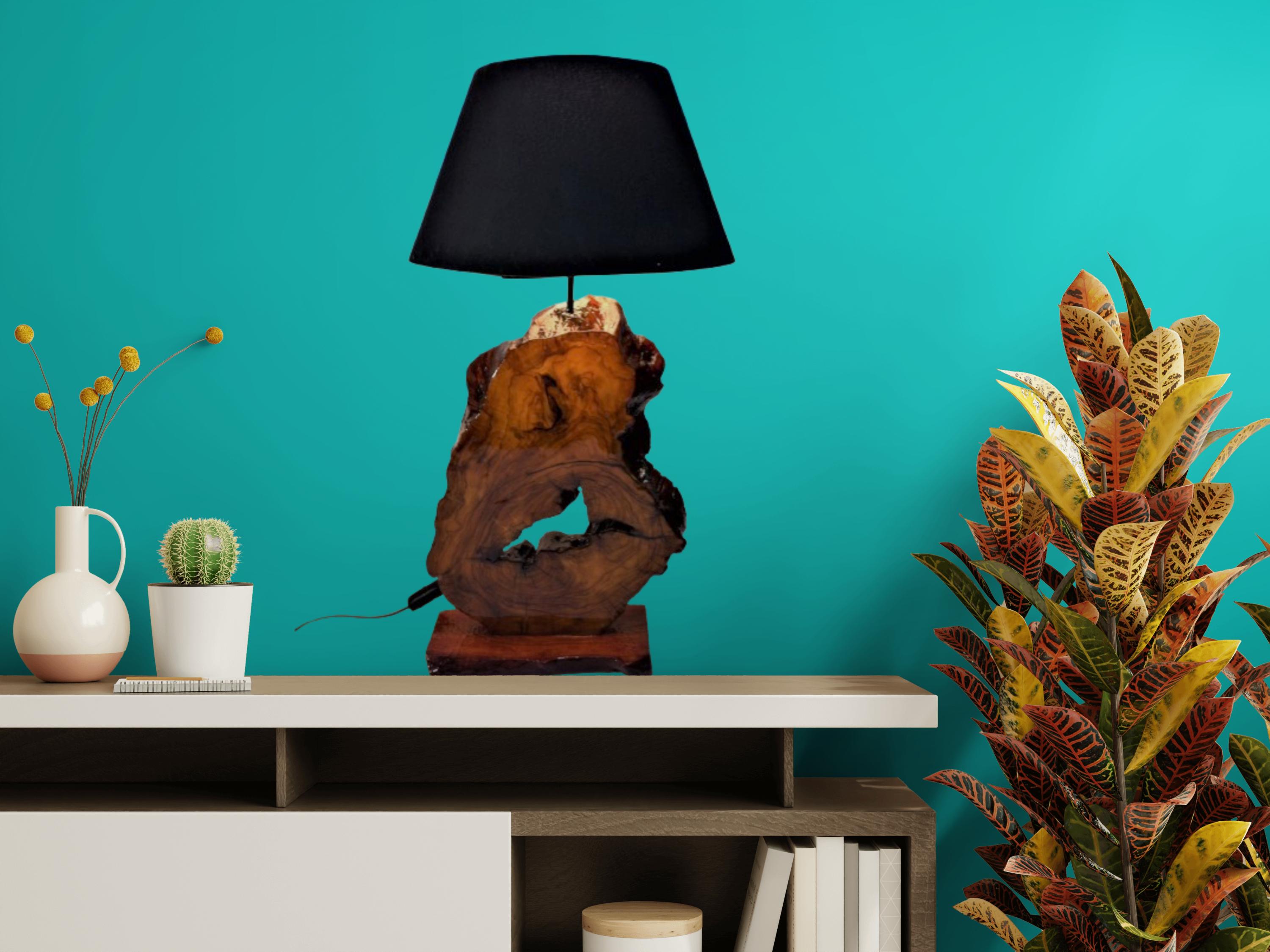 Rustic Olive Wood Table Lamp: Handmade Home Decor With Linen Shade 2 ...