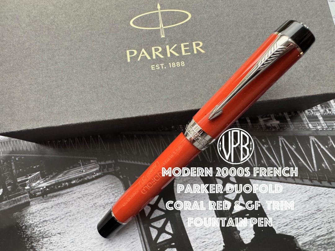 Modern 2000s French Art Deco PARKER Duofold Coral Red in Original Box ...