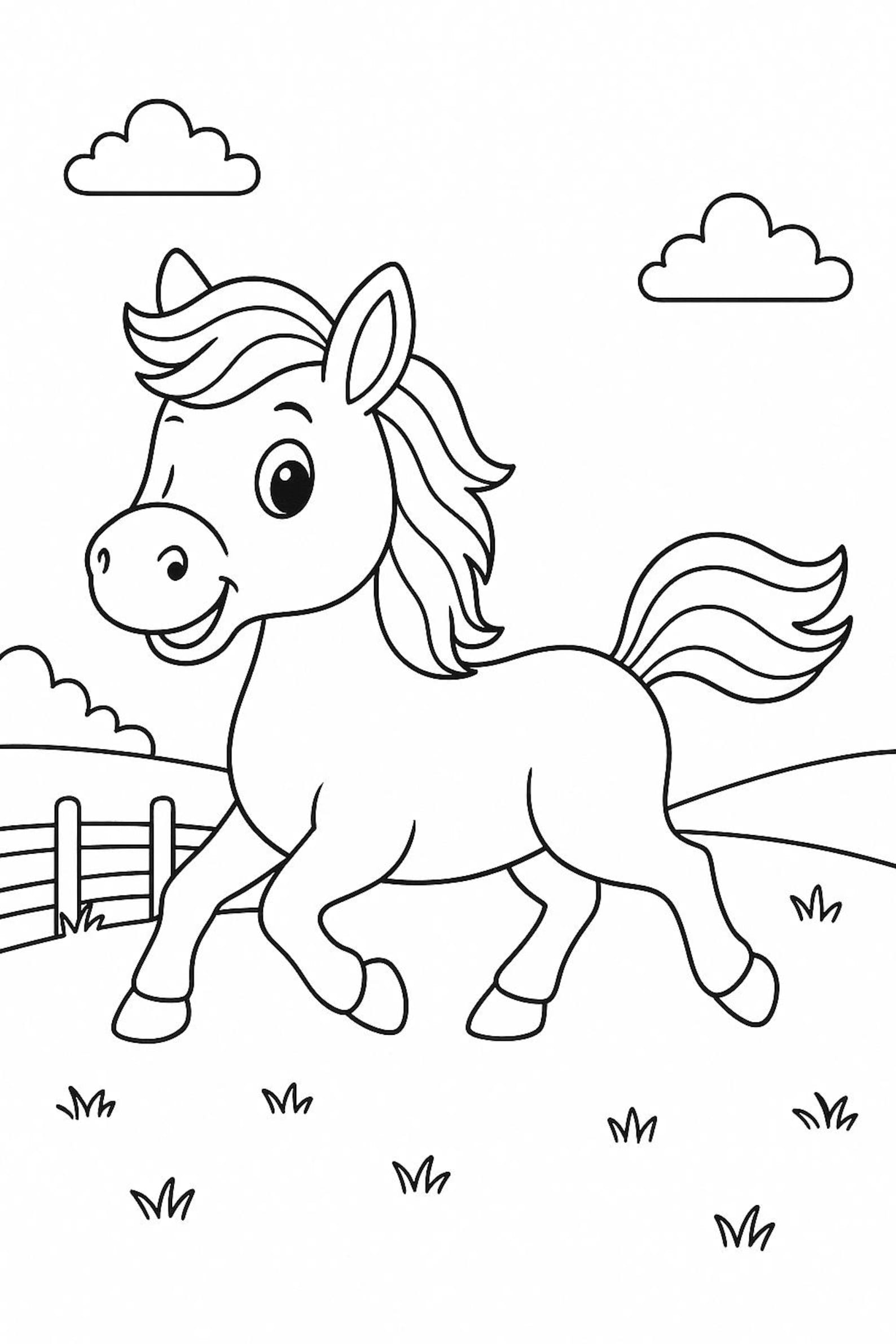 Children’s Horse Coloring Book - Etsy