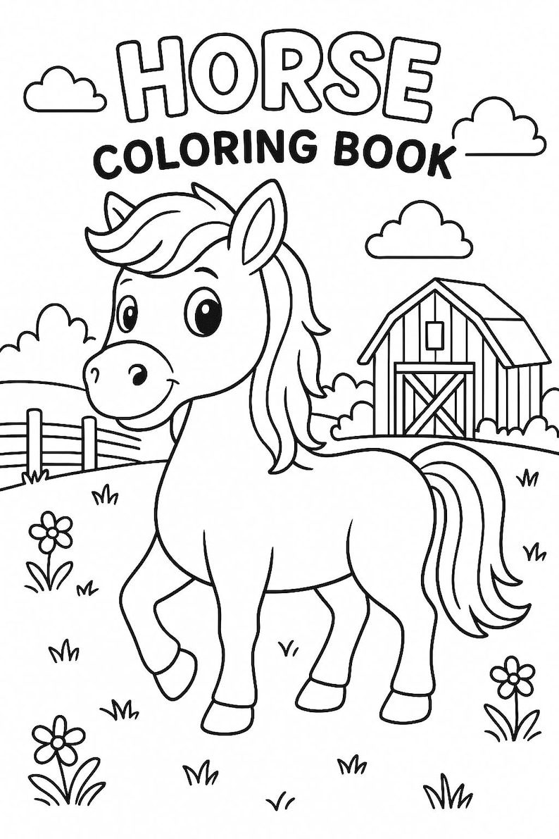 Children’s Horse Coloring Book - Etsy