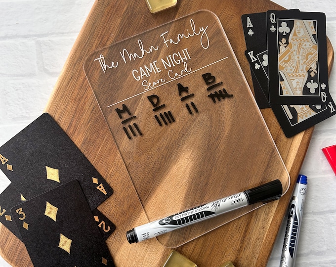 Dry Erase Game Night Score Card Family Fun Board Kids Personalized ...