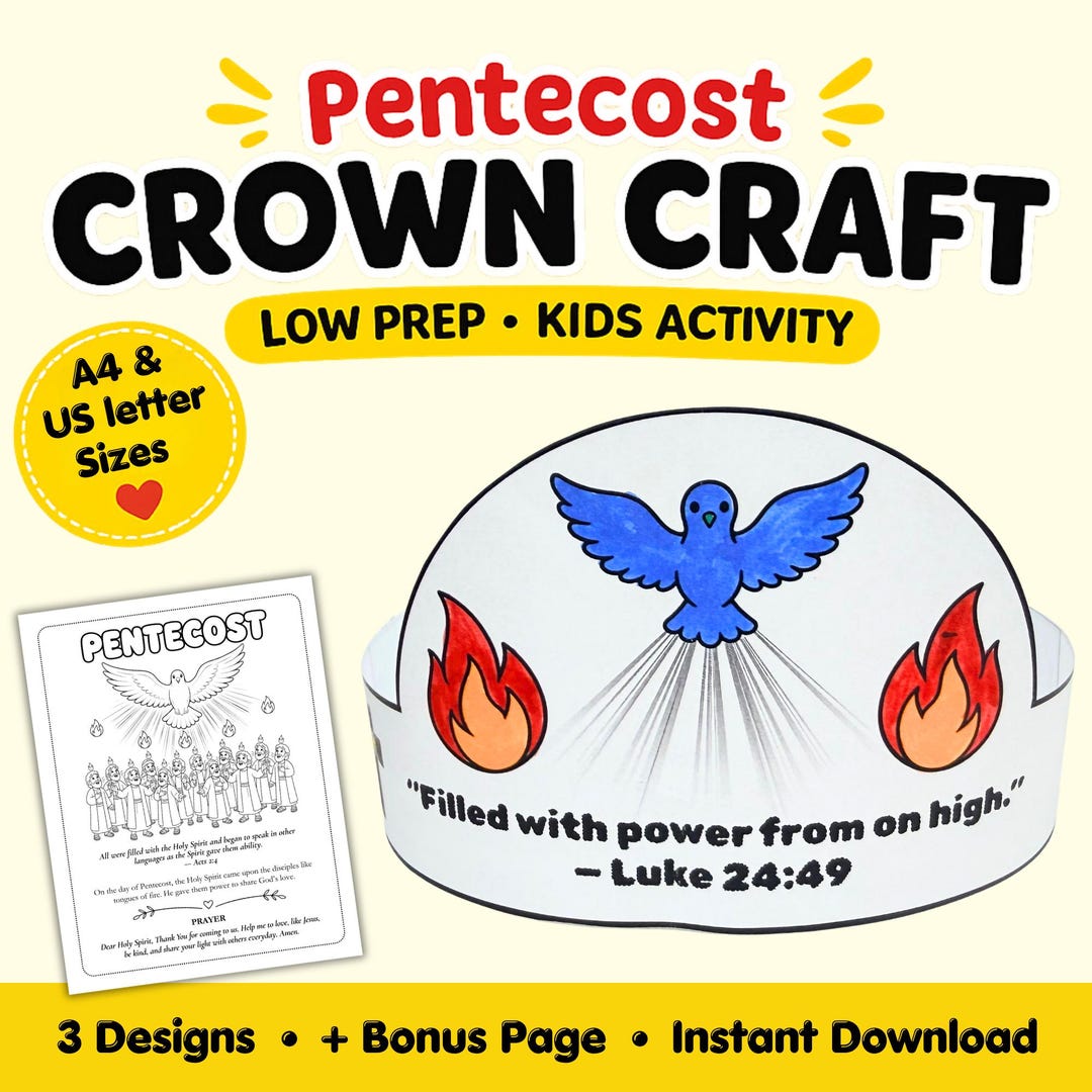 Pentecost Crown Craft for Kids | Holy Spirit Paper Headband | Sunday ...